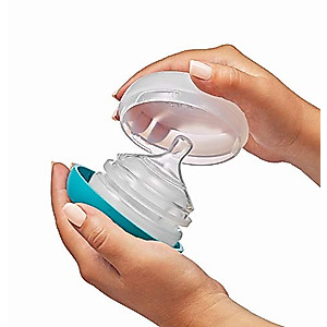 Boon NURSH Reusable Silicone Baby Bottles with Collapsible Silicone Pouch Design — Everyday Baby Essentials — 3 Count — Stage 2 Medium Flow — 8 Oz — Tie Dye & NURSH Storage Buns