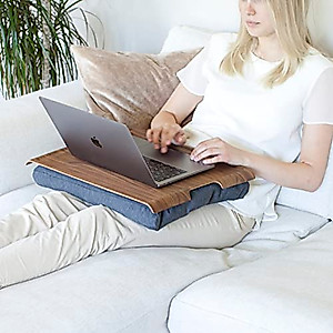 Anti-Slip Laptray - Walnut Wood with Salt & Pepper Gray Cushion