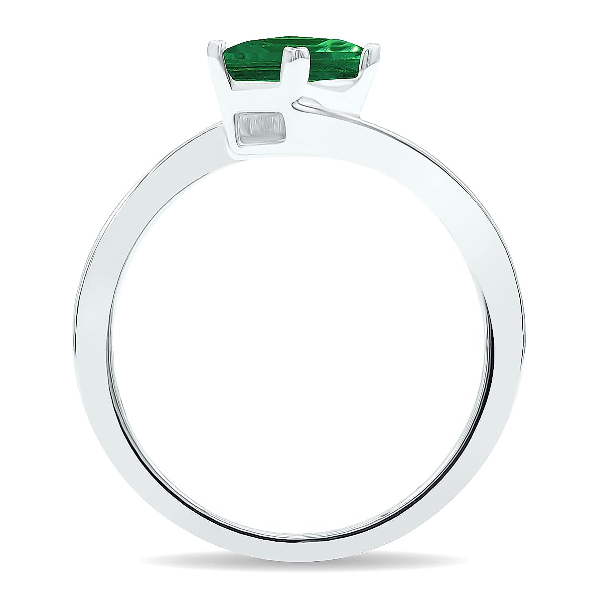 SZUL Women's Solitaire Emerald Wave Ring in 10K White Gold