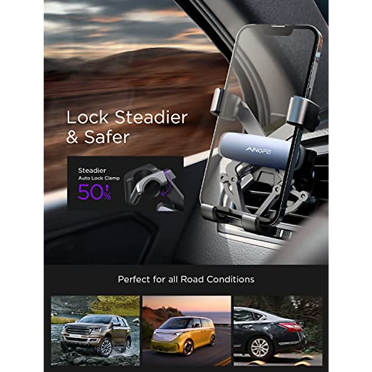 AINOPE CD Phone Holder for Car CD Slot Phone Holder One-Hand Operation 2-in-1 Stable Vent Car Phone Holder Mount Compatible with iPhone 14/13 4-7 Inch Phones