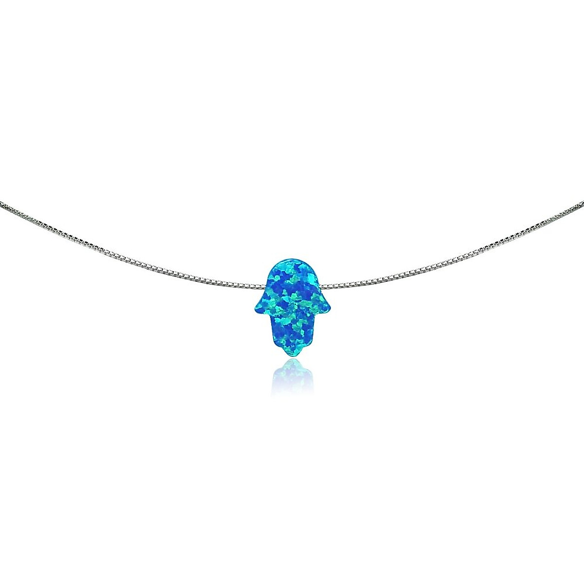 B. BRILLIANT Hamsa Necklace for Women Sterling Silver Opal Blue Hamsa Necklaces Stacking Holiday Gift Birthday