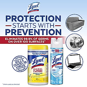 Lysol Disinfectant Multi-Surface Cleaning Wipes, Lemon and Lime Blossom, 80 Count (Pack of 4) Sanitizing Spray, Crisp Linen, 19 Fl Oz Each 2)