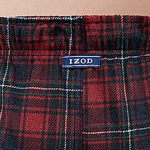 IZOD Men's Silky Fleece Sleep Pant, Dark Red Plaid, 3X-Large