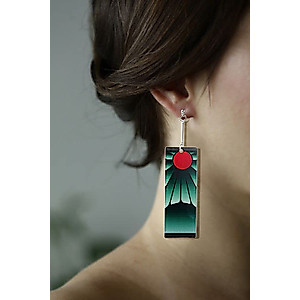 KAERUN 12 Pairs Women's Tanjiro Earrings Anime Demon Slayer Earrings Cosplay Fashion Double-sided Acrylic Alloy Resin Earrings