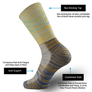 ONKE Merino Wool Cushion Crew Socks for Women Ladies Colorful Casual Dress Outdoor Trail Hiking Hike All Seasons Medium Warm(Multicolor4)