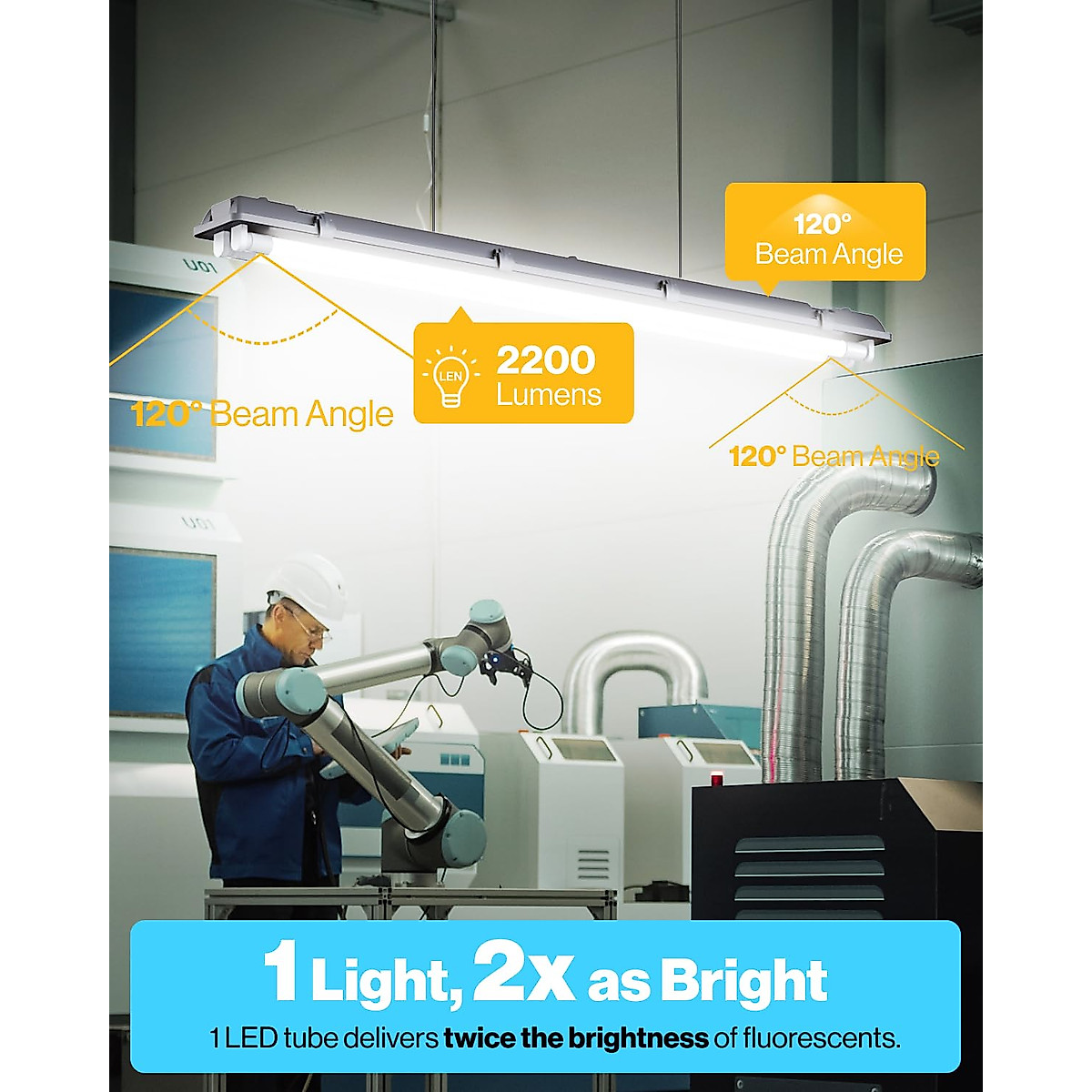 Sunco 10 Pack T8 LED Tubes 4FT Fluorescent Replacement, 48 Inch, 18W, 2200LM, 5000K Daylight, Single Ended Power, Type B, Ballast Bypass, Clear Lens UL