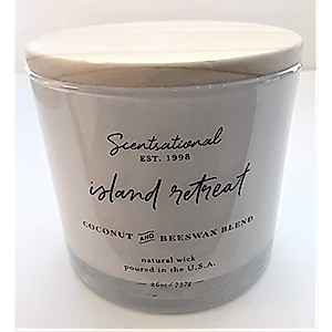Natural Coconut + Beeswax Scented Candle Island Retreat XL White Jar with Wooden Lid, 26 Oz.