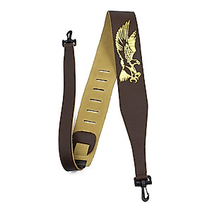 Perri's Leathers, Banjo Flying Eagle Guitar Strap, Polyester and Plastic Combined, Brown, Foil Embosed, Anti-Slip, Classic, Suitable for Each Level, Standard, Compatible with All Button Lock Systems