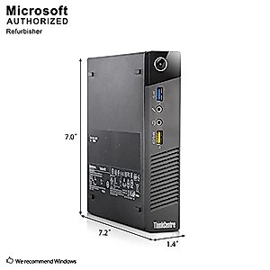 lenovo ThinkCentre M73 Tiny Form Factor Business Desktop Computer, Intel Dual-Core G3220T Processor 2.60 GHz, 8GB RAM, 500GB HDD, WiFi, USB 3.0, VGA, Windows 10 Pro (Renewed)