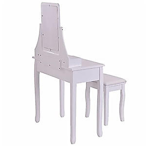 SDGH White Makeup Dresser Dresser Desk Chair Set with Square and 3 Drawer Dresser Dresser