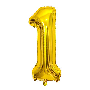 40 Inch Gold Number 1 Crown Balloons Set, 1st Birthday Balloons for Kids, Wedding Anniversar Celebration Decoration Balloons. (1)