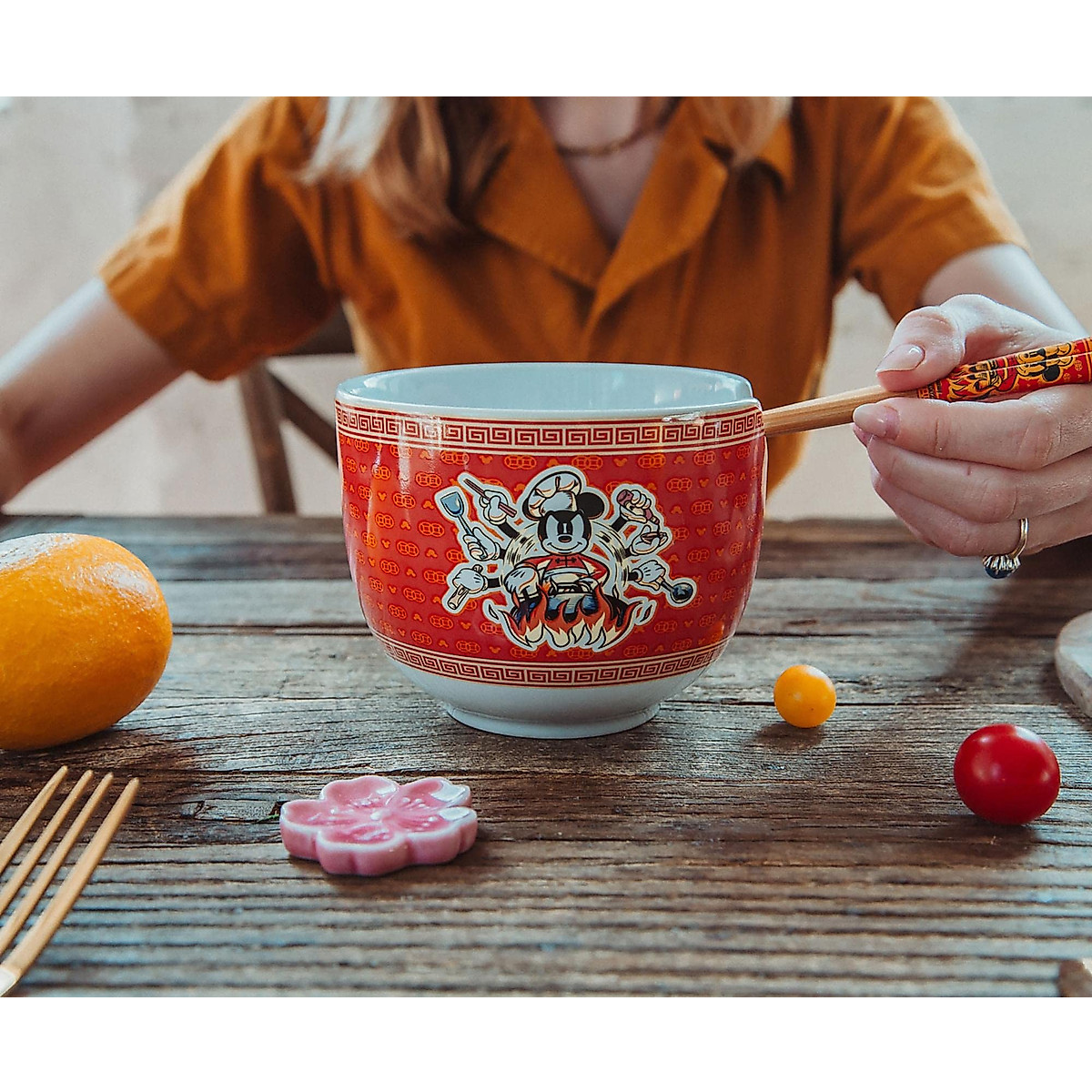 Disney Mickey Mouse Wild Wok 20-Ounce Ramen Bowl and Chopstick Set