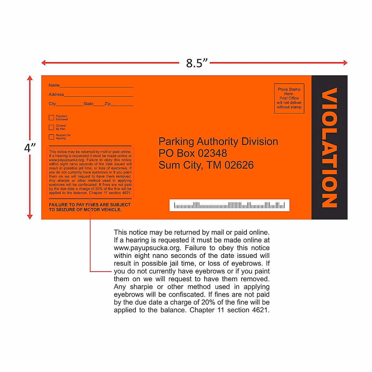Fake Parking Tickets Prank - Qty 25, Joke Violation Parking, Funny Gag Pretend Police Traffic and Safety Car Citations, Kid Friendly
