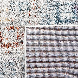 SAFAVIEH Berber Shag Collection Runner Rug - 2'3" x 12', Blue Rust & Ivory, Non-Shedding & Easy Care, 1.25-inch Thick Ideal for High Traffic Areas in Living Room, Bedroom (BER569A)