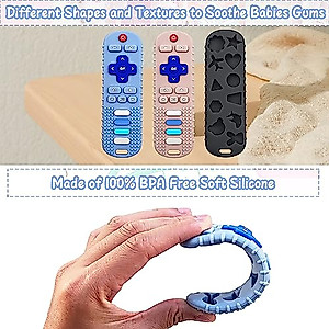 Baby Teether Toys - TV Remote Control Shape Silicone Toddler Teething Toys for Babies 6-12 Months (Black + Dark Purple)