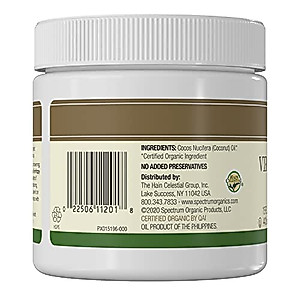 Spectrum Essentials Organic Virgin Coconut Oil, Unrefined, 15 Oz (Packaging May Vary)
