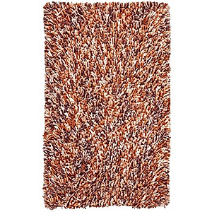 SAFAVIEH Rio Shag Collection 3' x 5' Rust / Ivory SG960P Handmade 1-inch Thick Area Rug