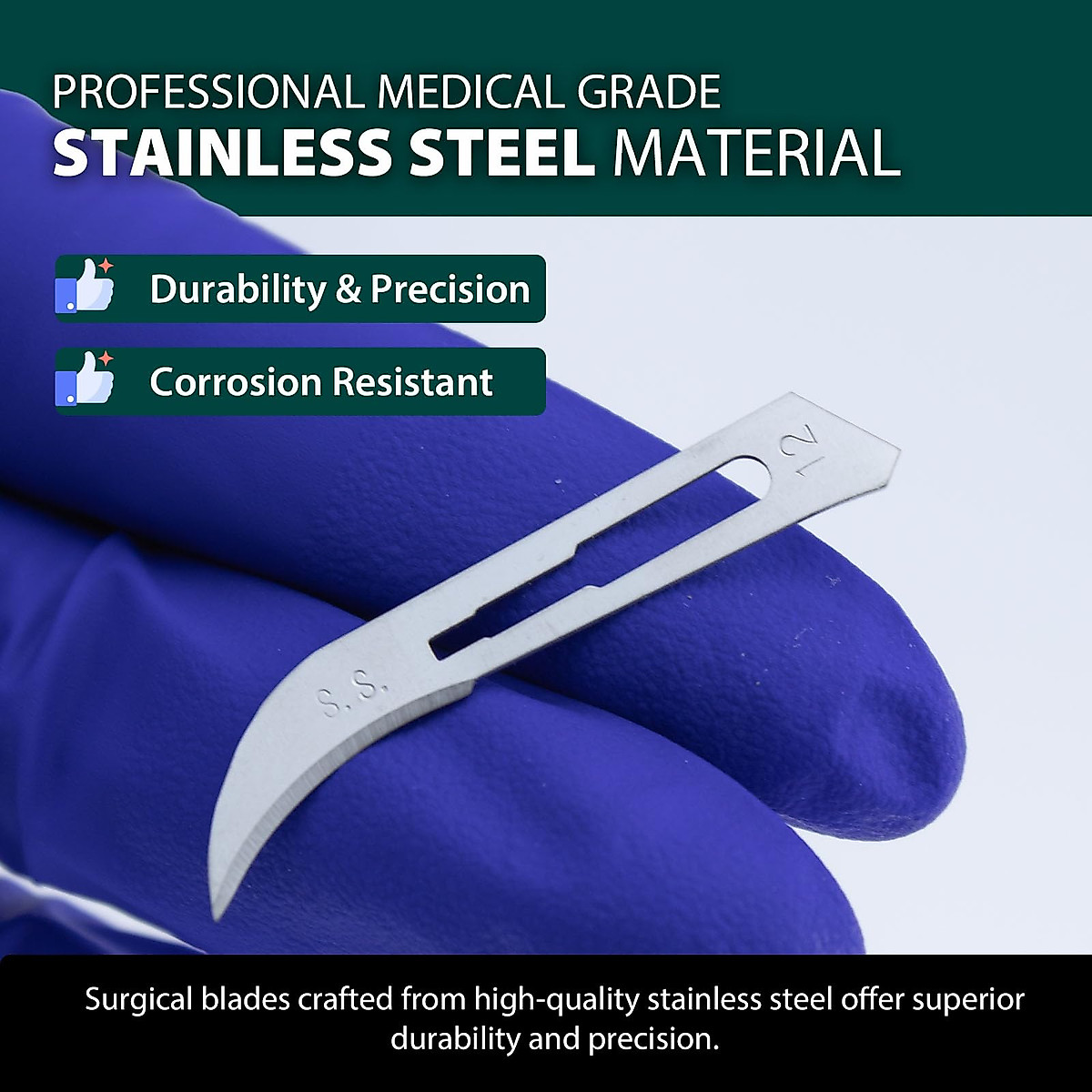 100PCs Dental Grade #12 Stainless Steel Sterile Surgical Blades by VASTMED | Individually Wrapped High Stainless Steel Dermablade Surgical Blade
