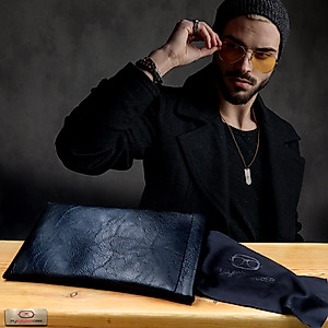 Soft Sunglasses Case Squeeze Top | XL Eyeglass case with Cleaning Cloth | Large soft Glasses Case Holder | Passport Holder Pouch | Earbud and cell Phone Storage Case (CT8 Black)