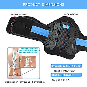 LSO Back Brace with Maximum Decompression Plate&Adjustable Arch Back SupportDual Pulley System Lumbar Support Belt for Herniated Disc Pain ReliefSpine StenosisSciaticaScoliosis(L XL fit belly 35 47 )