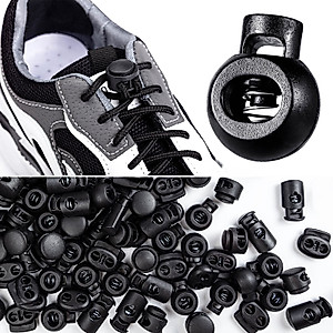 CLESDF 160 Pcs Plastic Cord Locks, Single Double Hole Spring Stop Toggle Stoppers for Drawstrings, Shoelaces, Bags, More, 4 Styles