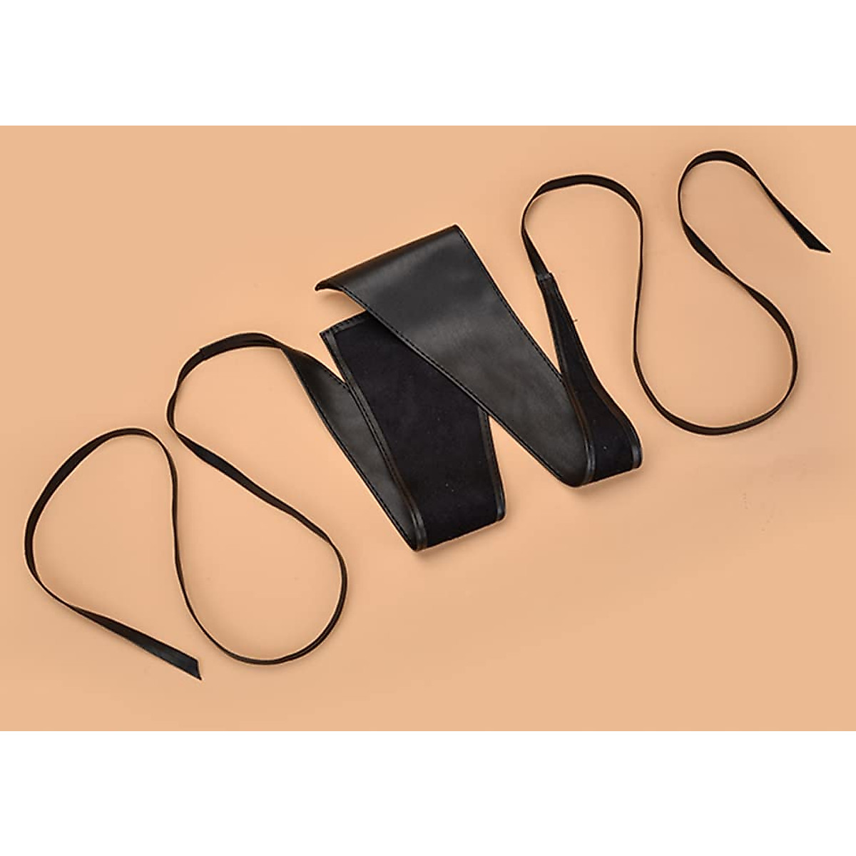 Block Garden Women Lace Up Tied Corset Belt Soft Leather Wide Cinch Belt Waspie, Black