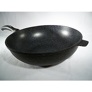 Ceramic Marble Coated Cast Aluminium Non Stick Wok 32 Cm