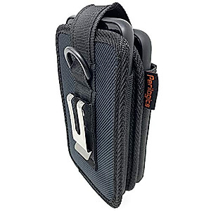 Nylon Dual Pocket Phone Holster. Belt Clip Pouch with Adjustable Quick Release Buckle Closure. Carry Two Phones, Face Mask, Notepad, Insulin Pump, Multi-Tool or Utility Knife.