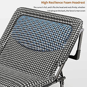 ABaippj Portable Folding Camping Bed Reclining Lounge Beach Garden Patio Recliner Chair Adjustable Bedchair with Pillow for Garden Camping Travel