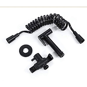 MINJING Bidet Stainless Steel Bathroom Shower Head Kit Accessory - Black Bidet Set Bathroom Toilet Spray Gun Brass Bidet