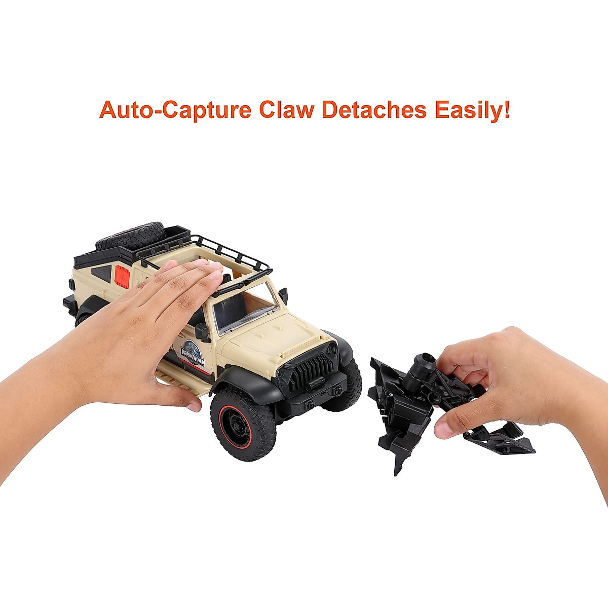 Hot Wheels Matchbox RC Jurassic World Dominion Jeep Gladiator, 6-inch Dracorex Dinosaur Figure, Remote-Control Toy Car with Auto-Capture Claw