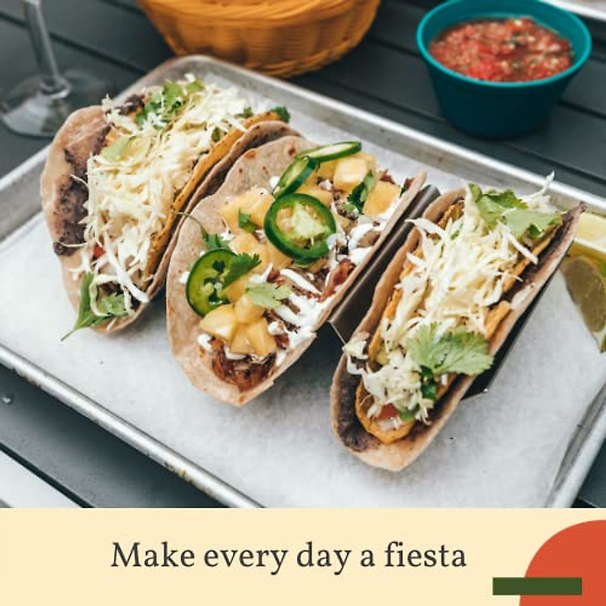 Pack of 4 - Stainless Steel Taco Holder Stand - Truck Tray Style - Each Rack Holds Up to 3 Tacos - Oven, Grill & Dishwasher Safe - Size 8" x 4" x 2"