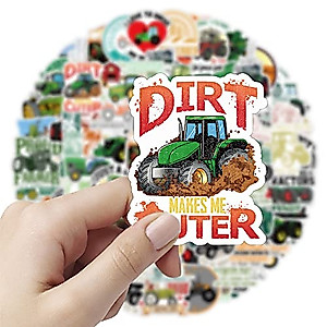 50 Pcs Tractor Stickers | Cool Deere Green Farmer Tractor Stickers for Bottle, Laptop, Skateboard, Phone - Truck and Tractor Merchandise Stickers and Decals Gifts for Kids, Teens, Adults
