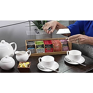 Lipper International 8187 Bamboo Wood and Acrylic Tea Box with 5 Sections, 14" x 5" x 3-3/4"