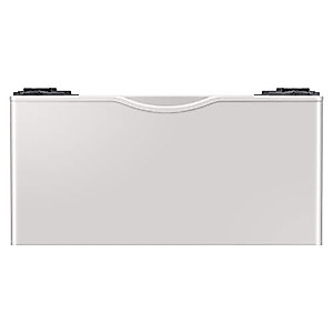SAMSUNG 27-Inch Washer Dryer Pedestal Stand w/ Pull Out Laundry Storage Drawer, Stainless Steel, WE402NE/A3, Ivory