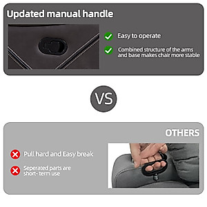 EBELLO Manual Recliner Chair, Faux Leather Single Reclining Sofa Chair with Overstuffed Armrest and Headrest, for Living Room, Bedroom Furniture, Meeting Room, Grey