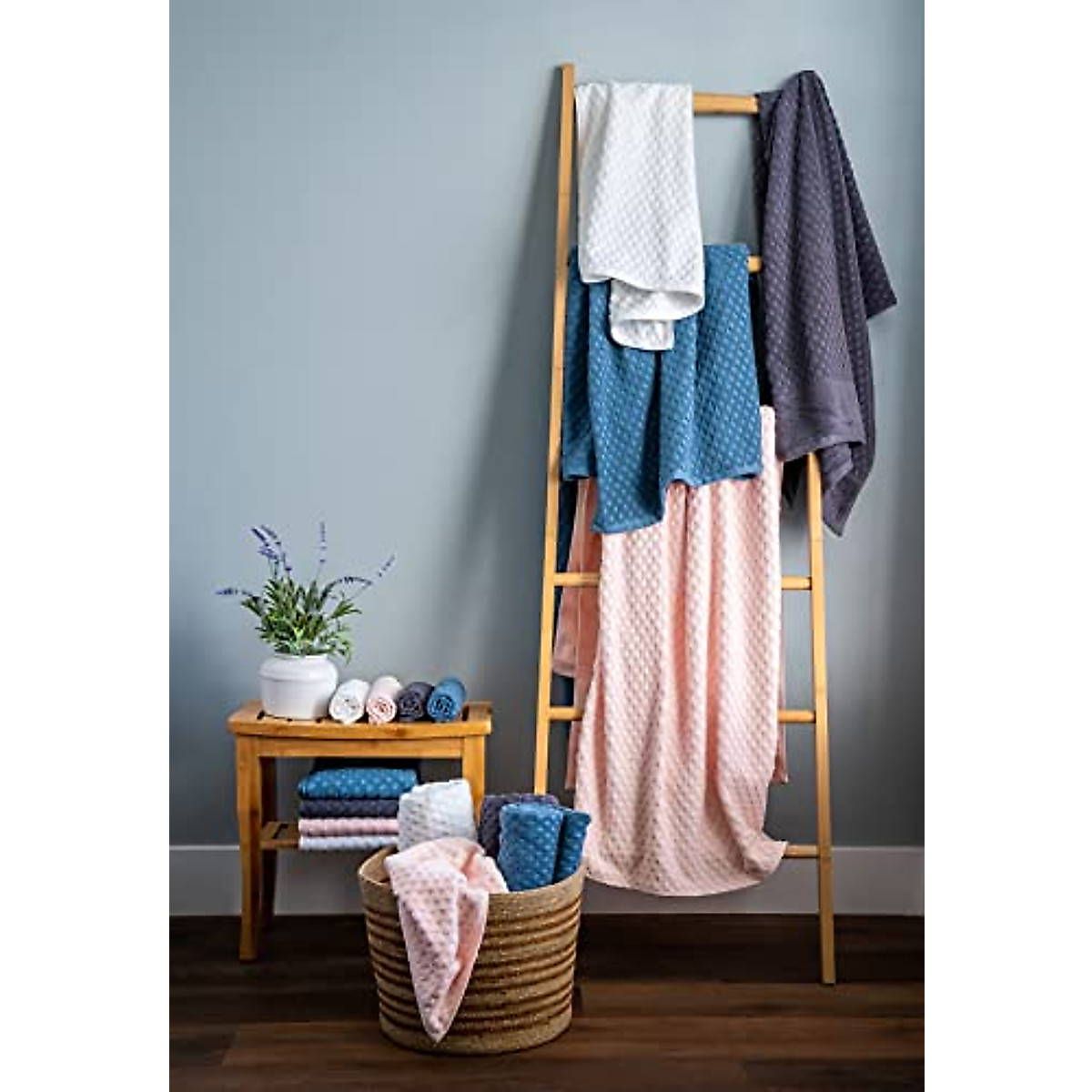 Simpli-Magic 79455 Diamond Bath Towels Set, 6 Piece Set, 2 Bath Towels, 2 Hand Towels, 2 Washcloths, Pink