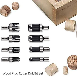 Plug Cutters for Wood,MIKITOK(9Pcs) Brocas para Madera,Wood Plug Cutter Set with Cleaning Brush Make It Snappy 6mm 10mm 13mm 16mm