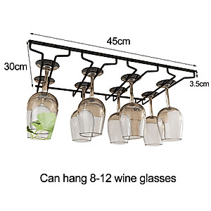 Under Cabinet 2/3/4 Row Wine Glass Holder, Stemware Holder Stand, Hanging Champagne Goblets Holders, Wine Glass Drying Rack, Wine Cup Display Stand, Holds Up To 12 Glasses (Size : 4Row)