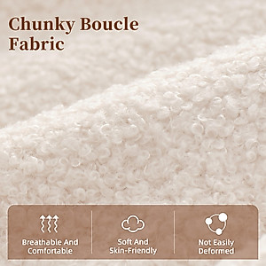 Kingfun Loveseat Sofa, White Love Seat Couches with Throw Pillow, Boucle Small Sofa for Living Room, Bedroom, Office, Button Tufted Upholstered Furniture, Easy to Install