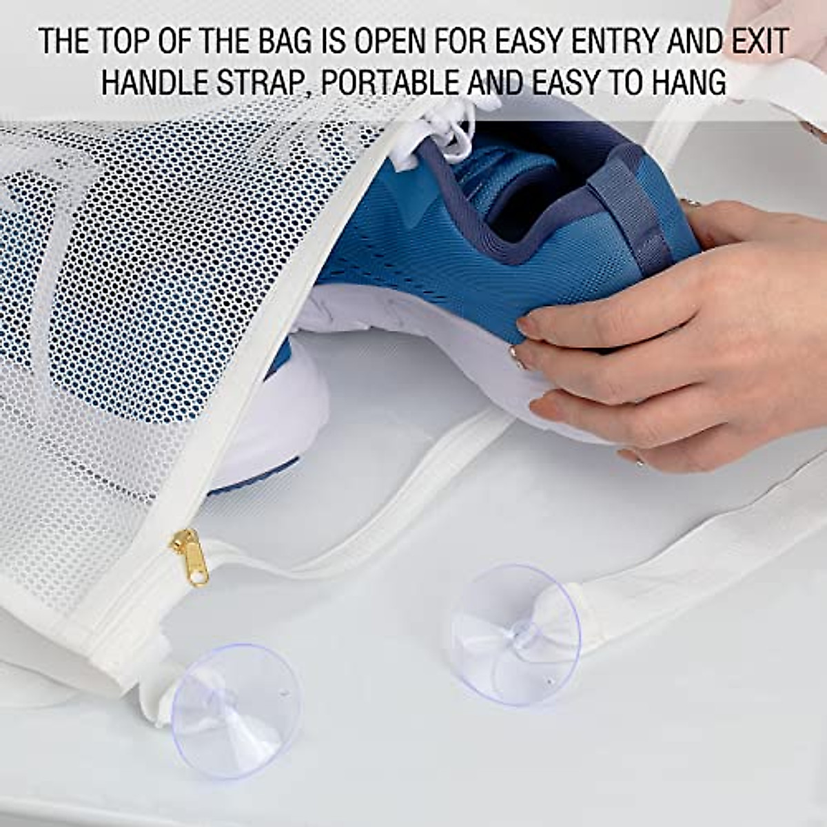 Minyee Sneaker Wash and Dry Bag for Dryer, Sneaker Drying Bag for Laundry, with Suction Cup Hooks for Easy Installation, Use YKK Zipper
