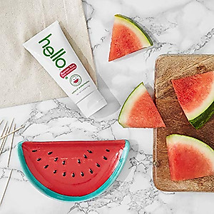 Hello Oral Care Kids Fluoride Free and SLS Free Toothpaste Twin Pack with BPA-Free Kids & Toddler Toothbrush, Natural Watermelon