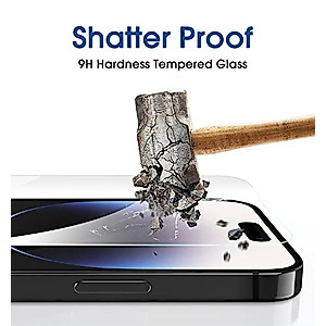 amFilm Screen Protector OneTouch Compatible with iPhone 14 Pro Max 6.7", Dynamic Island Compatible- with Easy Installation Kit, Full Coverage Case Friendly, Tempered Glass, 2 Pack