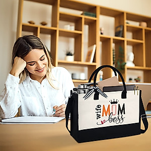 OASSIE Gifts For Mom, Women - Christmas, Mothers Day, Birthday, Valentines Day Gifts For Wife, Presents For Mom, Bonus Mom, Stepmom, New Mom Gifts - 13oz Canvas Tote Bag With Zipper For Women