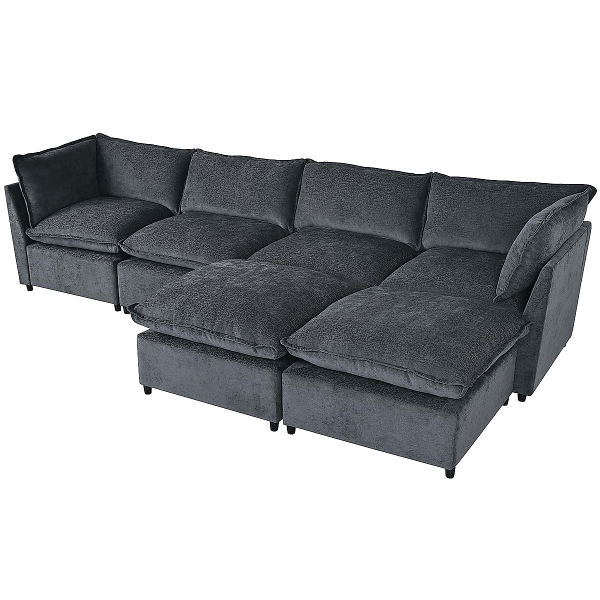 Eafurn U Shaped Modular Sectional Sofa with Reversible Chaise and Ottoman, Free Combination Symmetrical Corner Couch, Oversized Convertible Sleeper Sofa&Couch Bed for Living Room Furniture Sets