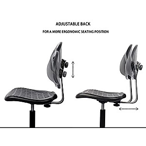 Chair Master Drafting Stool - Easy to Clean! Ergonomic Polyurethane Chair. Seat Height Adjustable (23"-33") Heavy Duty Adjustable Footring for Home, Automotive, Lab, Cleanroom
