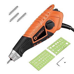 HARDELL 15W Engraver,5 Speed Etching Power Tool Equipped with Soft Rubber Handle and Tungsten Carbide Steel Bits,Mini Multi-Function for Tile,Metal,Stone,Wood,Leather,Glass,PVC Pipe,DIY Crafts