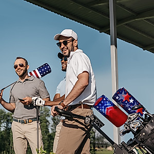 GoparoO Golf Driver Head Cover with USA Flag Design Nylon Headcover with Barrel Design | Fit Most Golf Brands (US Flag)