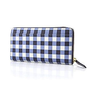 Kate Spade Hyde Lane Gingham Michele Zip Around Wallet New Navy/White