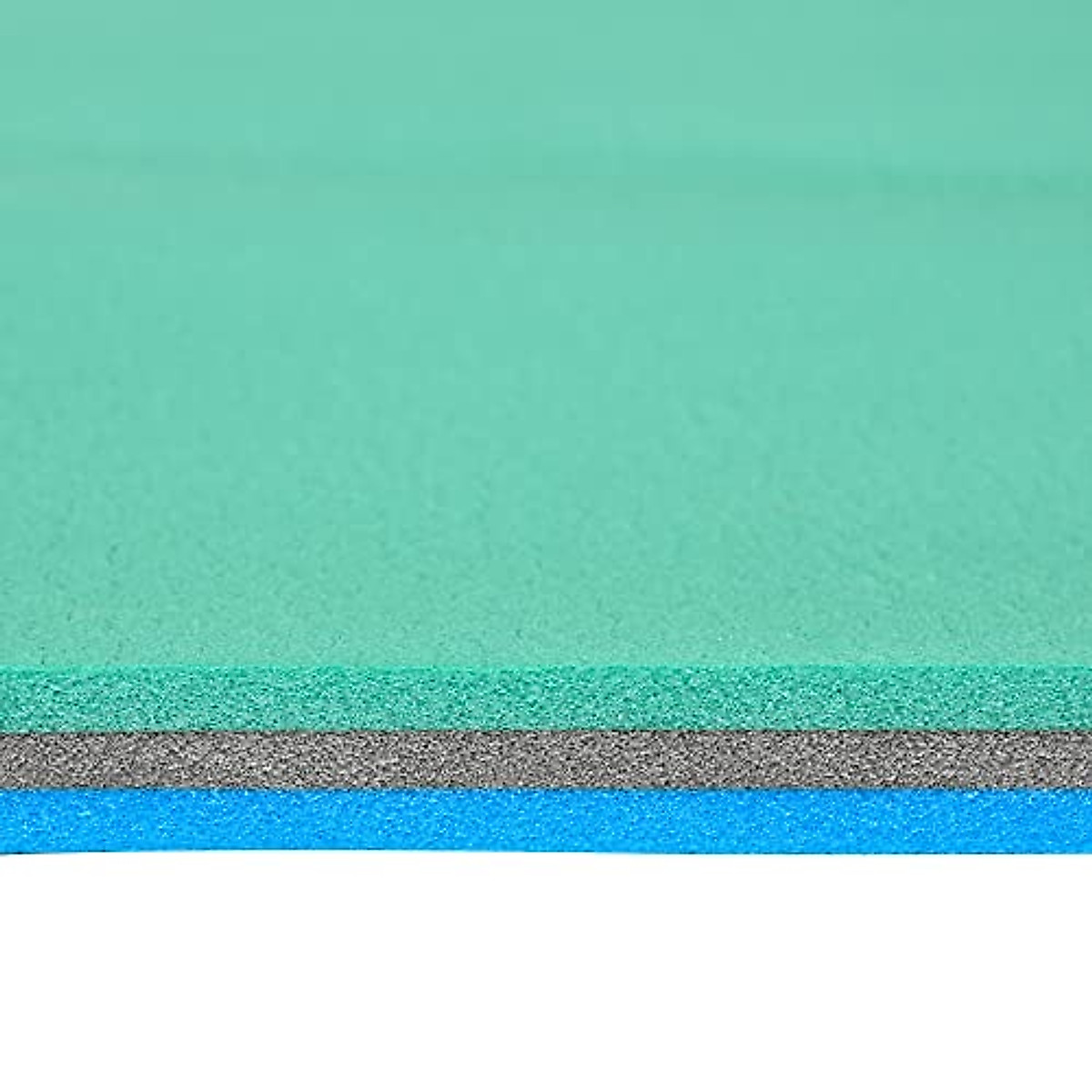 Soozier 12' x 5' Lily Pad Floating Mat with Cup Holder Table, 3-Layer Portable Roll-Up Water Mat Float Dock for 2-3 People, on Lake, River, Beach, Swimming Pool, Green